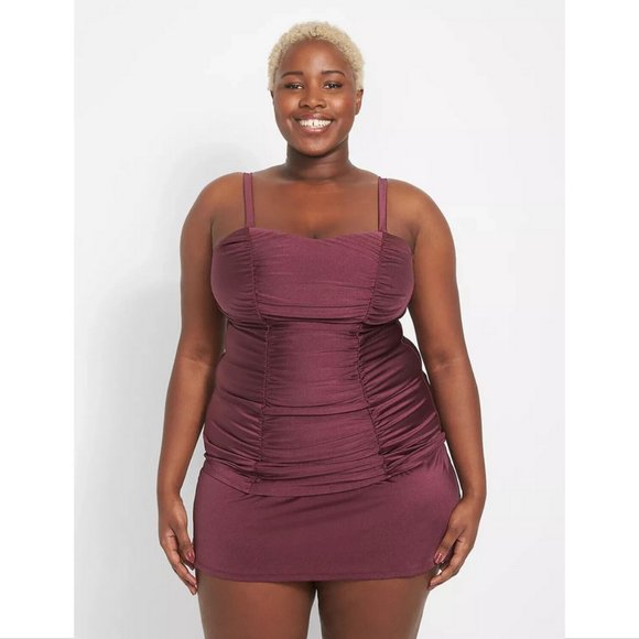 Cacique | Swim | New Cacique Grape Wine Nowire Fitted Ruched Shimmer ...